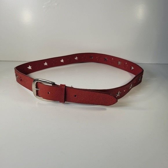 Accessories | Red Sparkly Star Stud Star Cutout Belt Size Ml | Poshmark